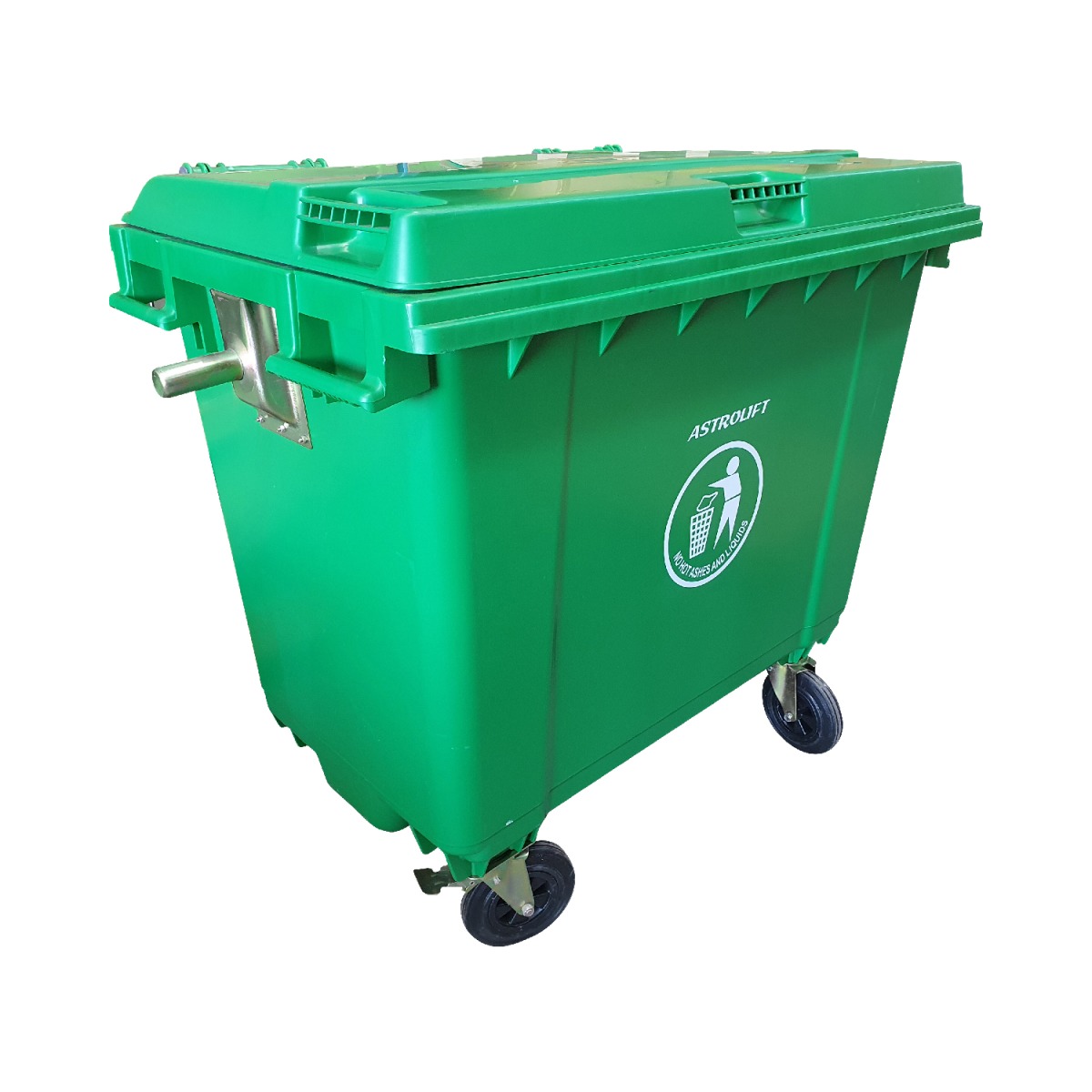 660L Flat Lid Bin Green | Waste Management | Astrolift