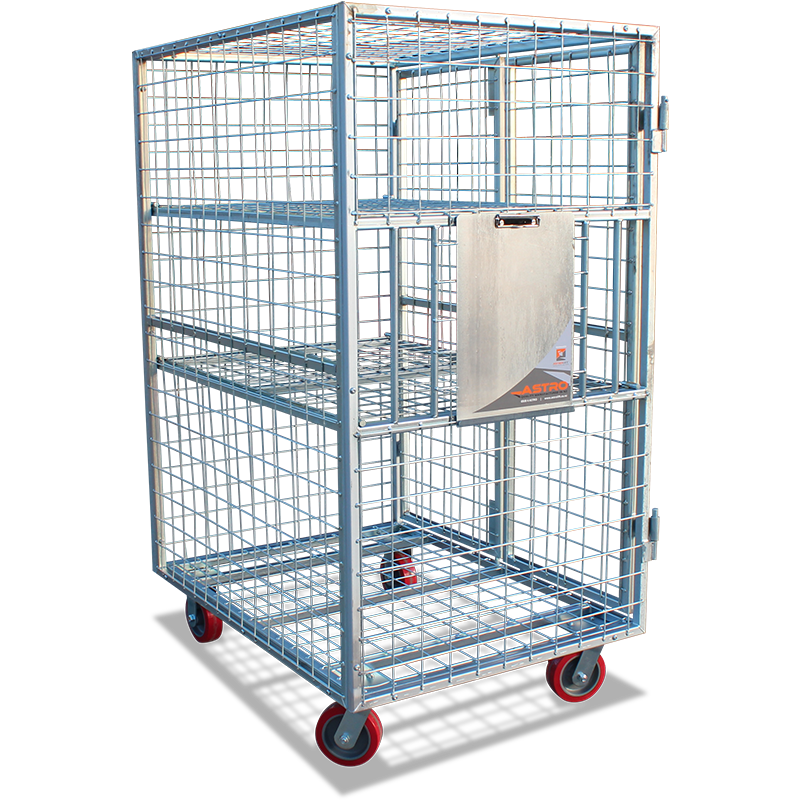 Dual Door Cage Trolley | Zinc Cage Trolleys | Astrolift NZ | Cage ...