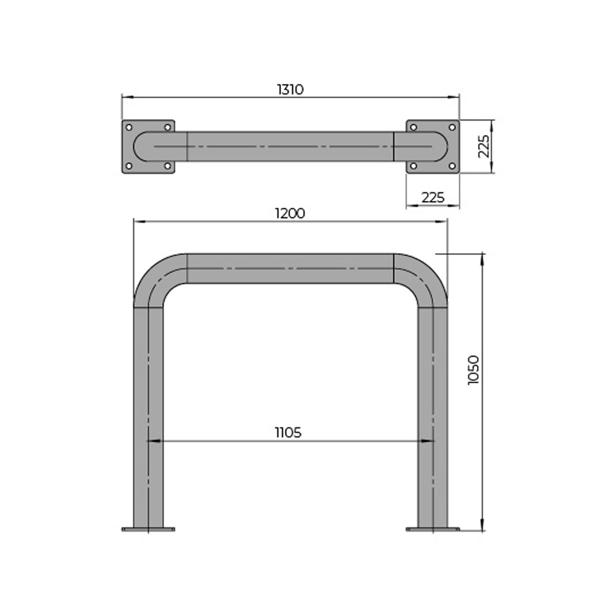 Bolt-down Bollard - Hoop (Galvanised) | Bolt-down Bollards | Astrolift