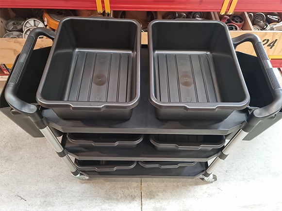 Service Trolley with Buckets | Astrolift Service Carts NZ | Trolleys ...