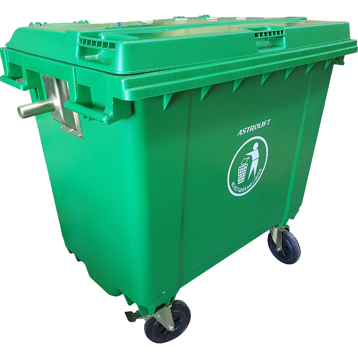 660L Flat Lid Bin Green | Astrolift | Waste Management | Astrolift