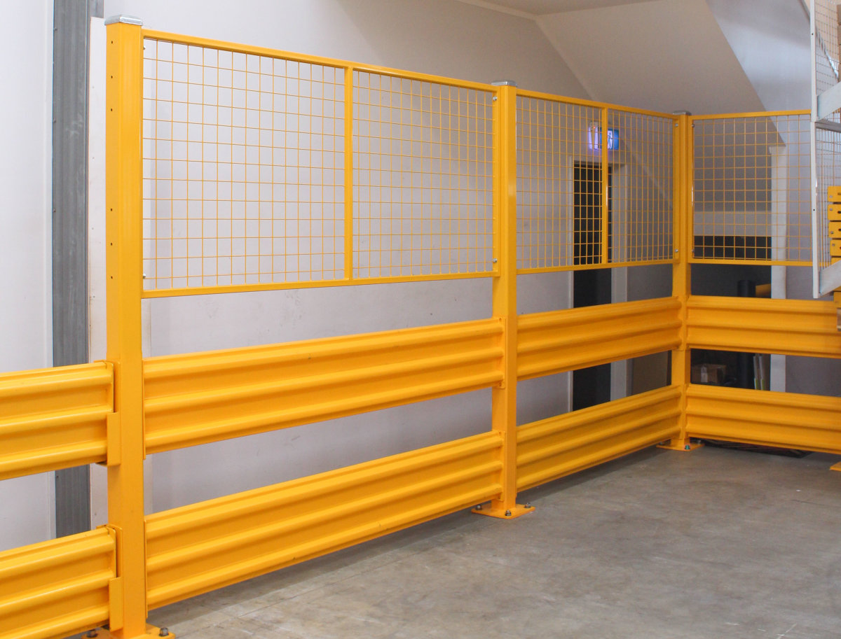 Double Rail Traffic Barriers with Mesh Panels | Astrolift | Traffic ...